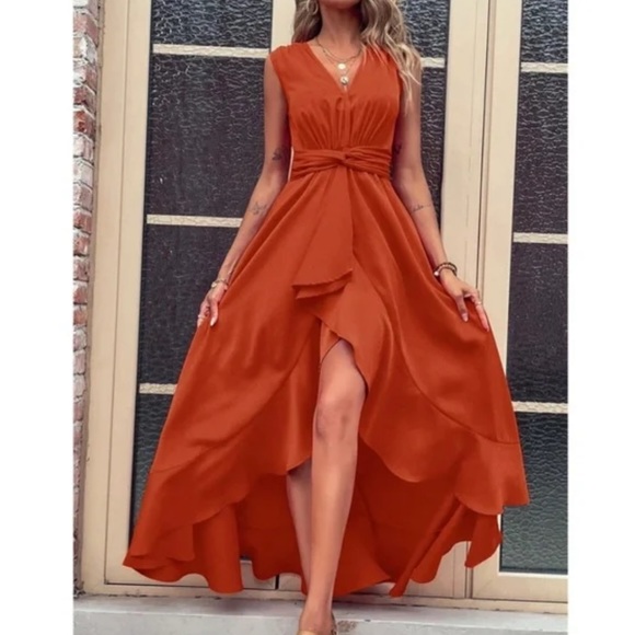 Dresses | Luxurious Sleeveless High Low Ruffle Maxi Dress | Poshmark
